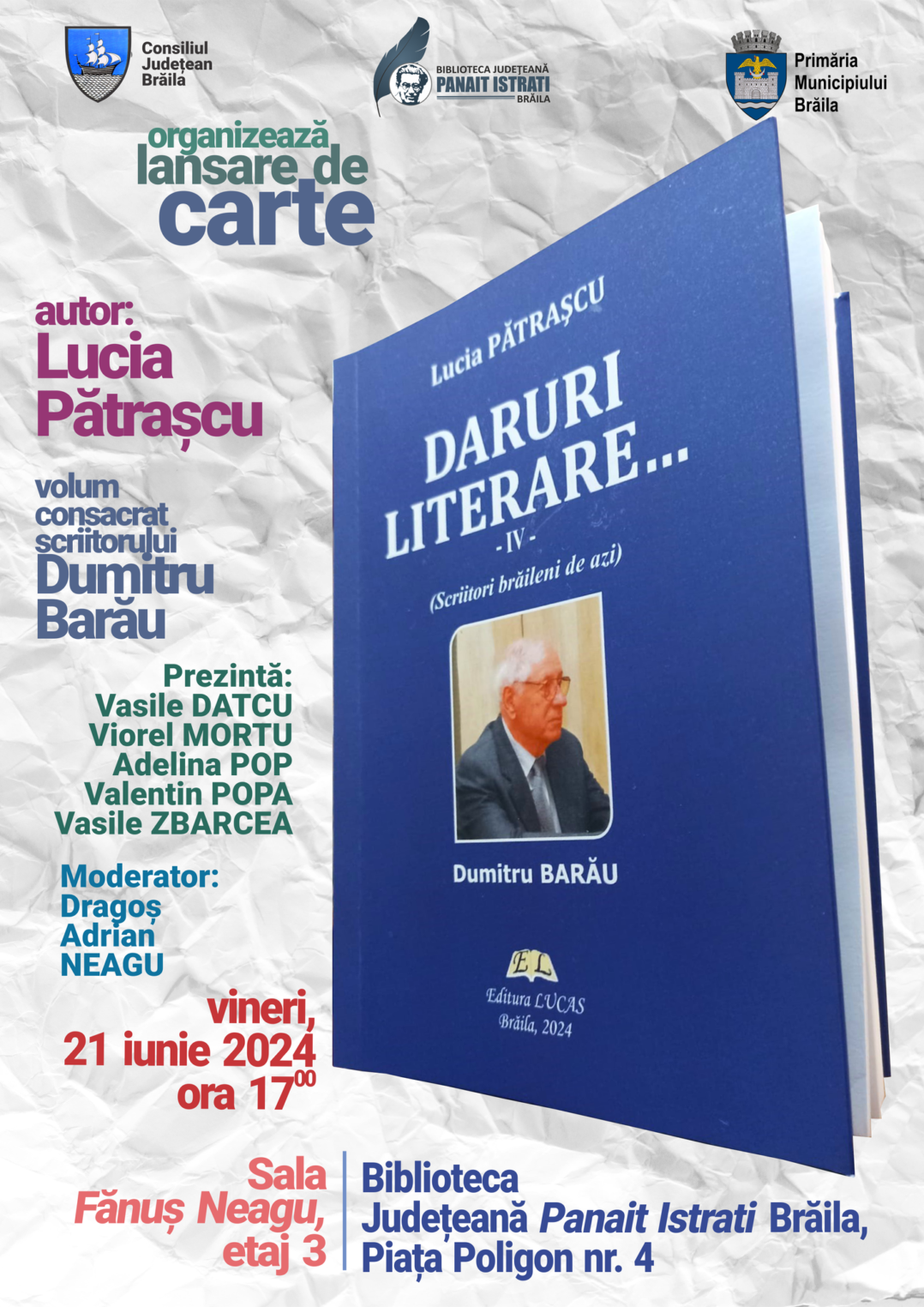 Lansare de carte la Biblioteca Județeană Panait Istrati Brăila - ProBraila - Stiri Braila